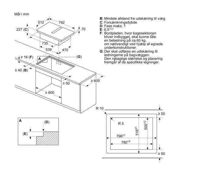 Induktionskogeplade med indbygget emfang 80 cm planmontering - Siemens ...