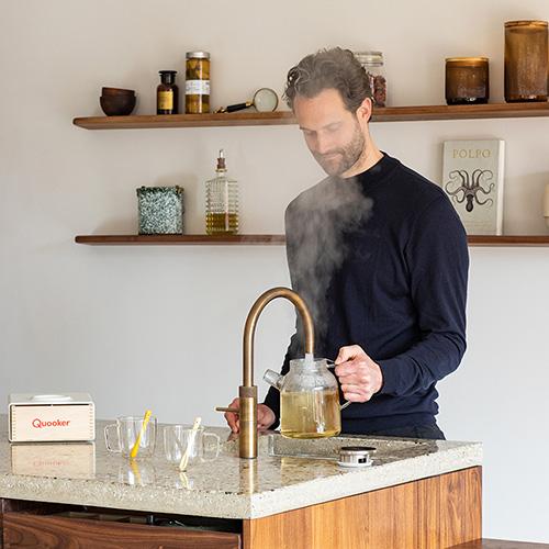 Quooker Fusion Round inkl. PRO3 & CUBE - Bruneret messing